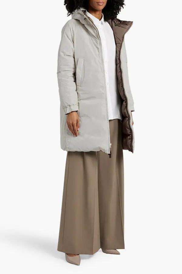 Max Mara Quilted Shell Hooded Coat - Taupe
