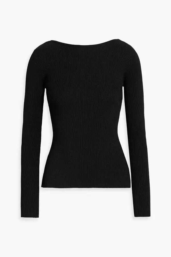 Max Mara Favella Metallic Ribbed-knit Top