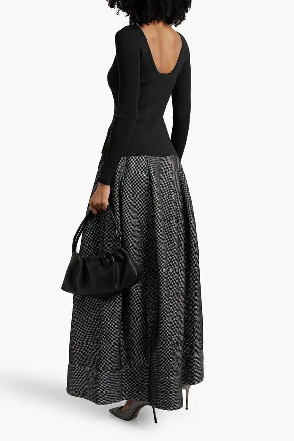 Max Mara Favella Metallic Ribbed-knit Top