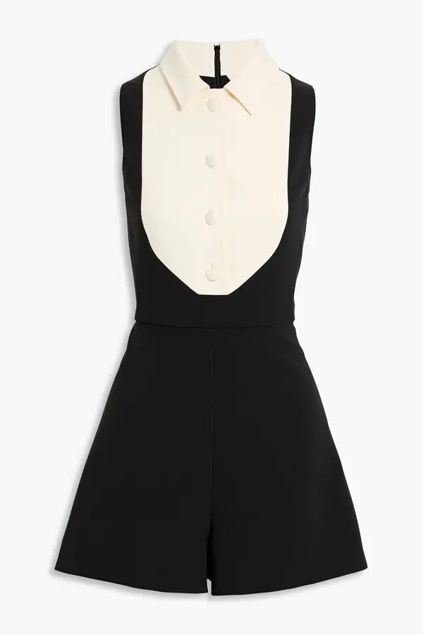Max Mara Two-tone Crepe Playsuit - Black