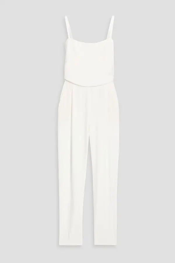 Max Mara Crepe Jumpsuit With Lace-up Back - White