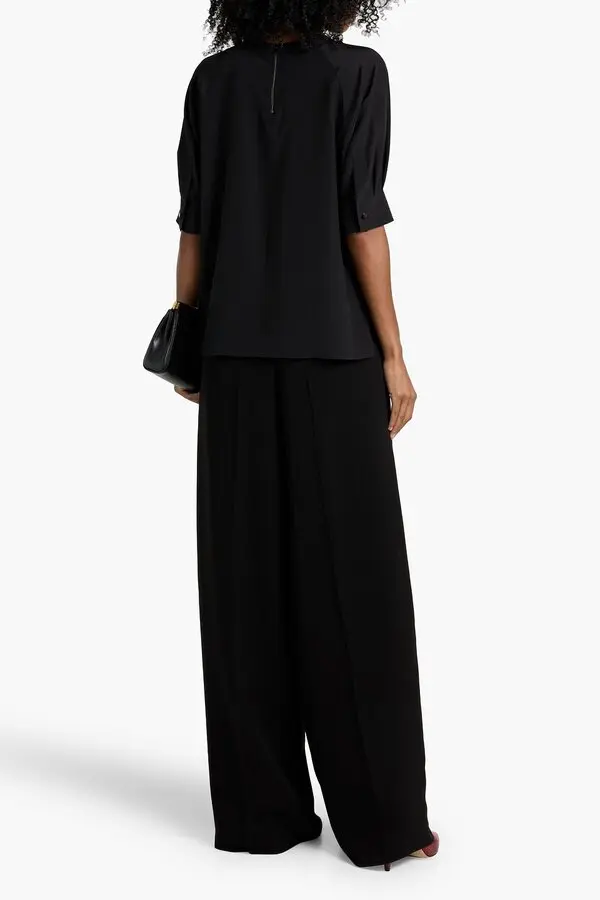Max Mara Ecuador Pleated Silk Crepe De Chine Top