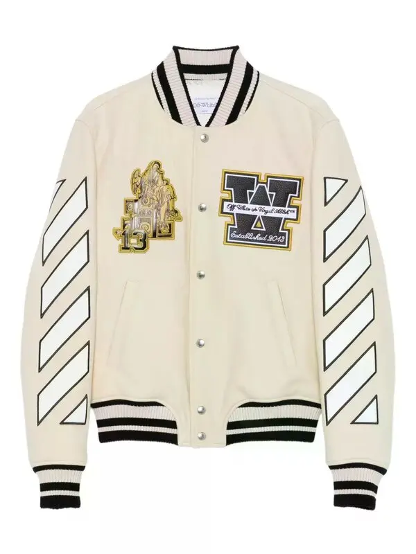 Off-White Patch-appliqué Varsity Jacket - Neutrals