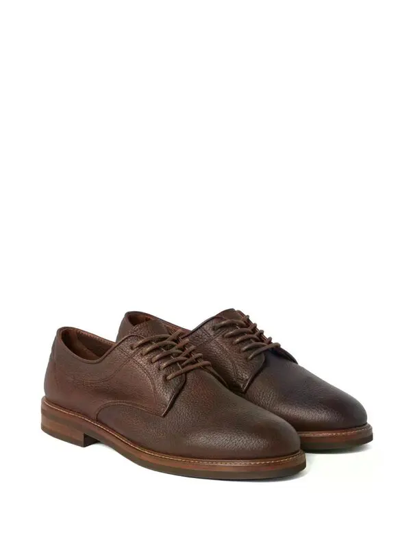 Brunello Cucinelli Lace-up Leather Derby Shoes - Brown