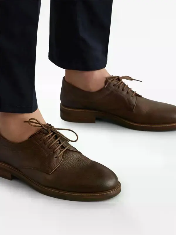 Brunello Cucinelli Lace-up Leather Derby Shoes - Brown