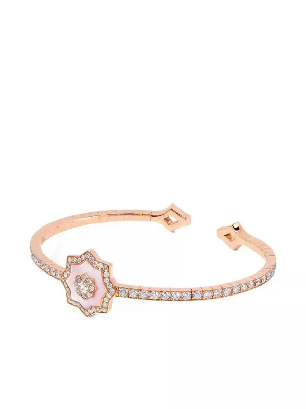 DAVID MORRIS 18k Rose Gold Astra Diamond And Mother-of-pearl Bangle - Pink