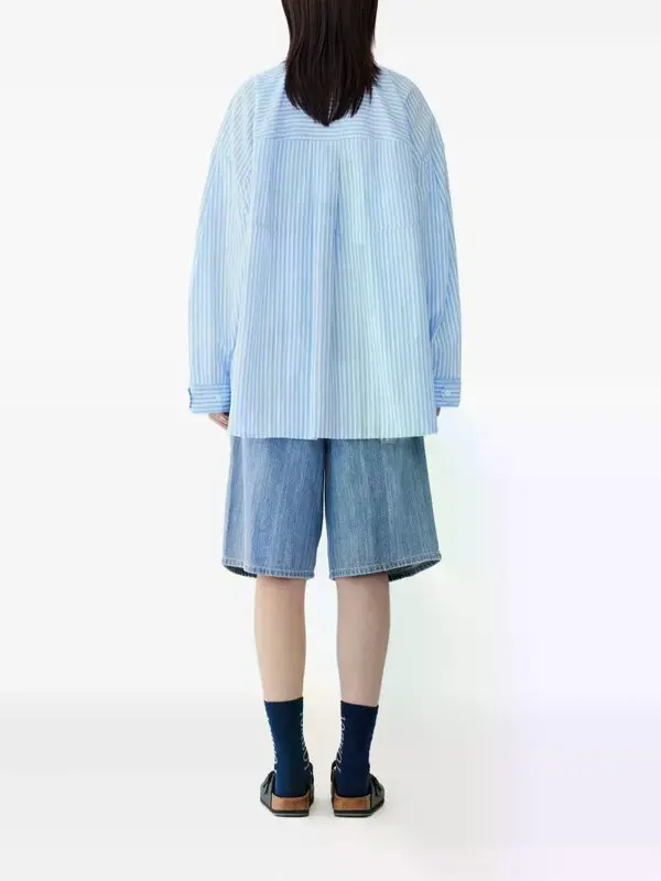 STUDIO TOMBOY Striped Single-pocket Shirt - Blue
