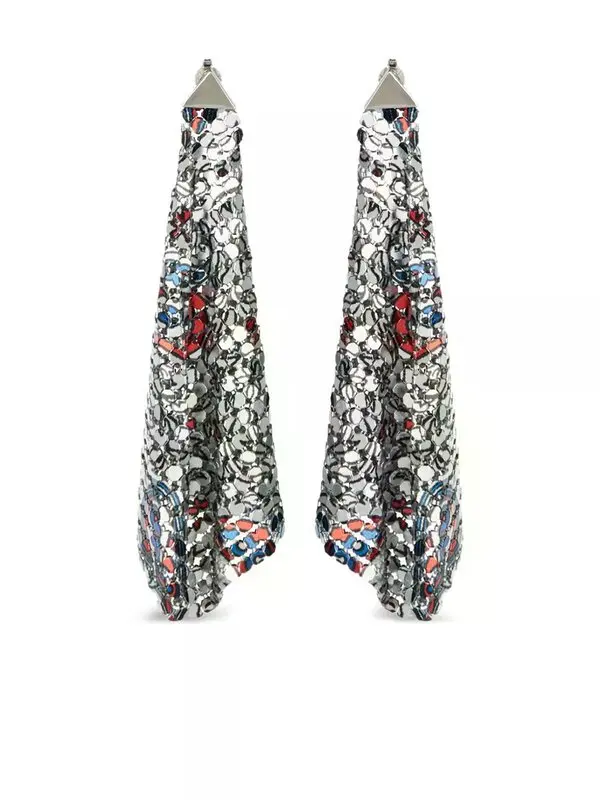 Rabanne Patterned Drop Earrings - Silver
