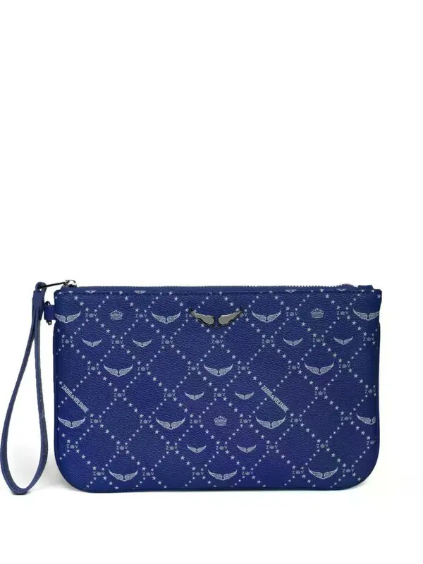 Zadig&Voltaire Monogrammed Clutch With Wrist Strap - Blue