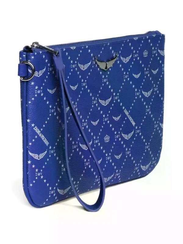Zadig&Voltaire Monogrammed Clutch With Wrist Strap - Blue