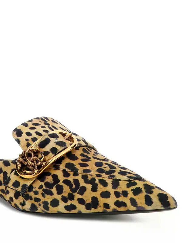 Roberto Cavalli Leopard-print Pointed-toe Flat Pumps