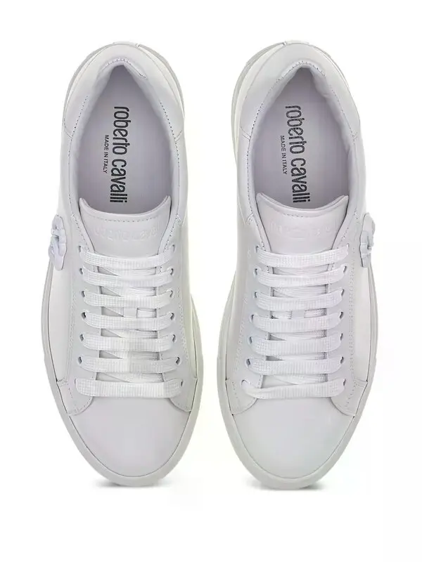 Roberto Cavalli Embossed Logo Leather Sneakers