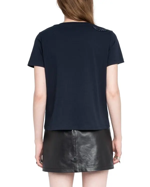 Zadig&Voltaire Alys Hc Embroidery Wings Top - Encre