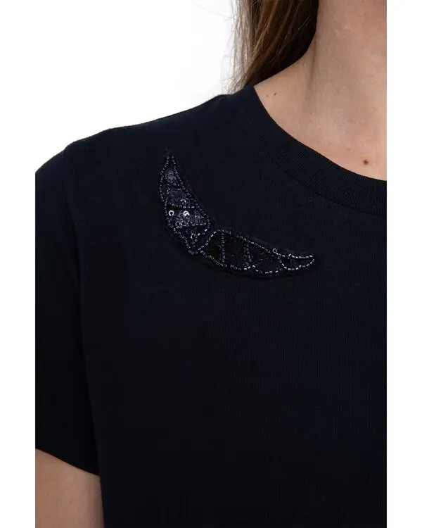 Zadig&Voltaire Alys Hc Embroidery Wings Top - Encre