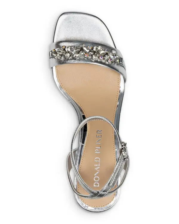 DONALD PLINER Doyenne Ankle Strap Sandals - Silver