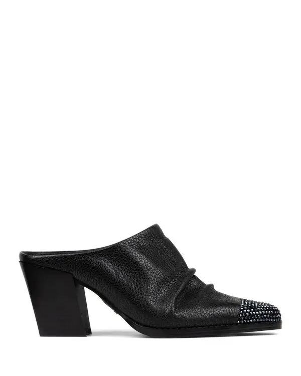 DONALD PLINER Westan Suede Mules - Black Leather