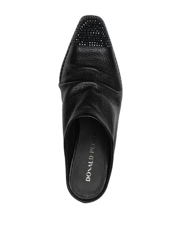 DONALD PLINER Westan Suede Mules - Black Leather