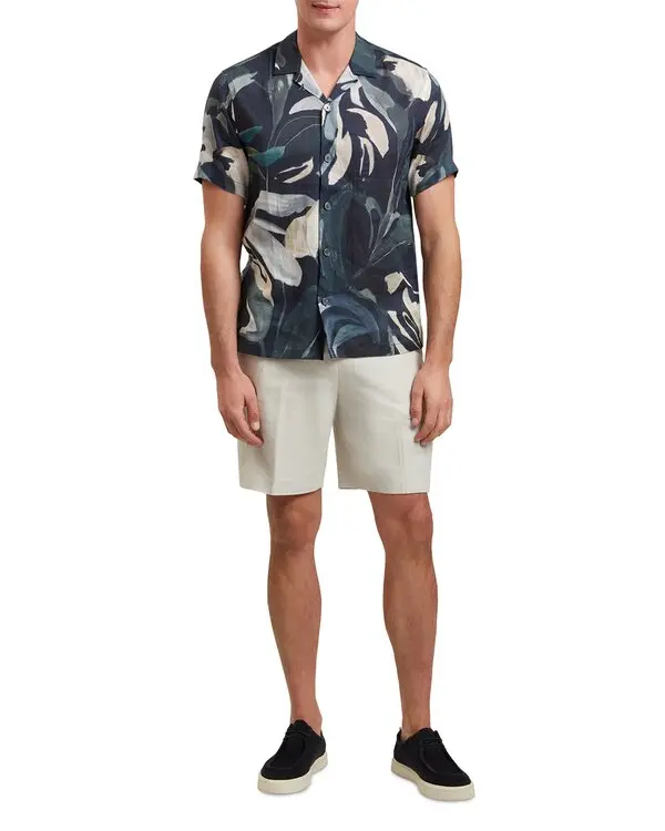 Ted Baker London Rognski Tropical Floral Linen Short Sleeve Relaxed Fit Button Down Shirt