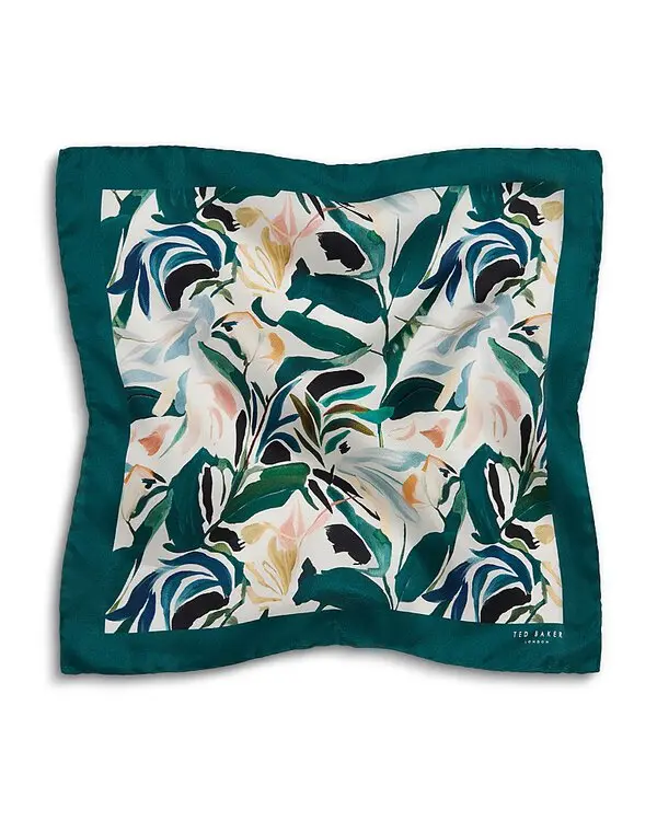 Ted Baker London Boytonn Botanical Floral Silk Pocket Square - Ecru