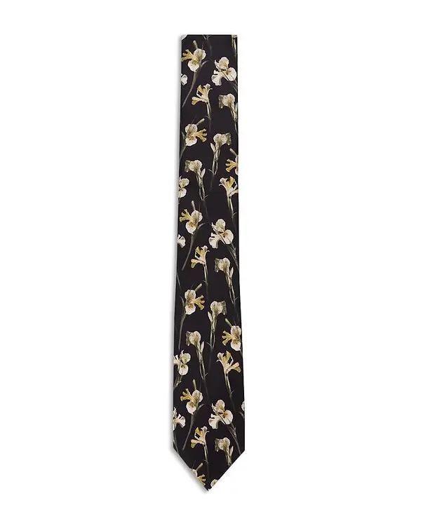 Ted Baker London Orchid Print Silk Classic Tie - Black