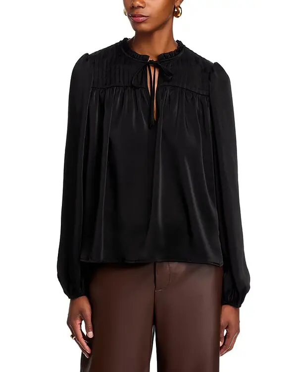 WAYF Anastasia Long Sleeve Blouse - Black