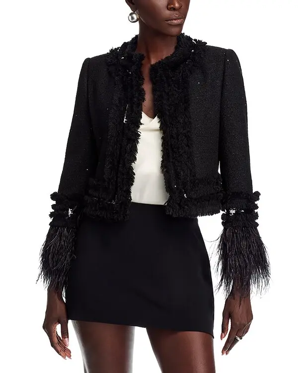 UNGARO Dune Cropped Sequin Tweed Jacket