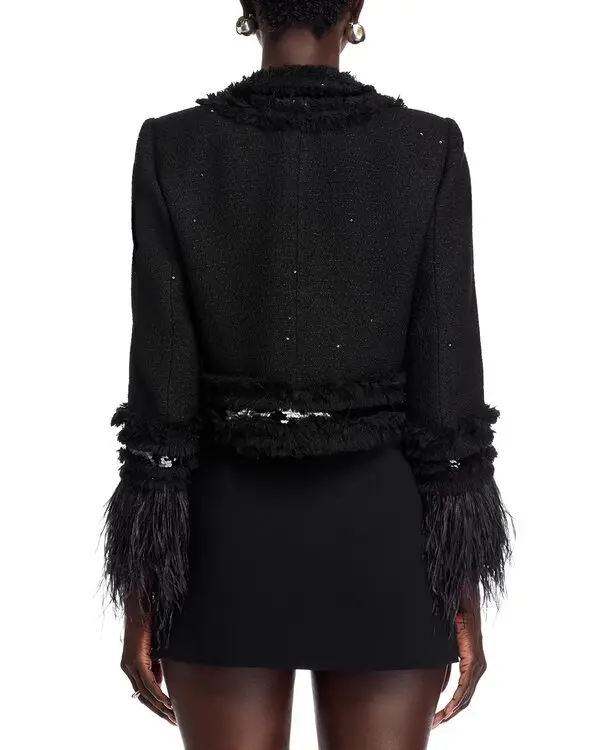 UNGARO Dune Cropped Sequin Tweed Jacket