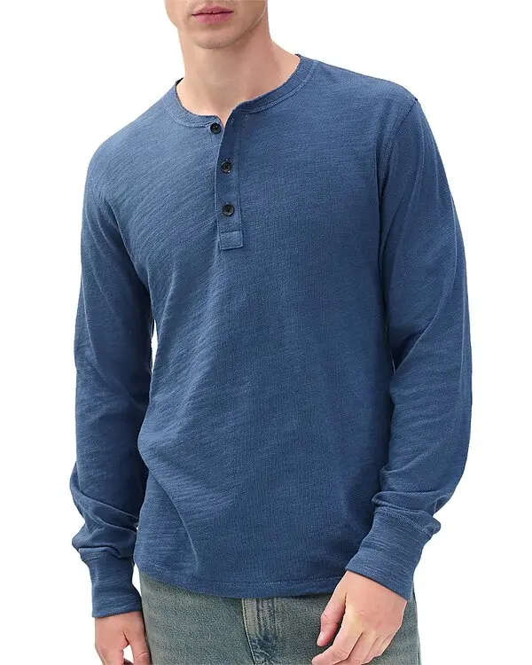 Rag & Bone Classic Flame Henley Tee - Blue