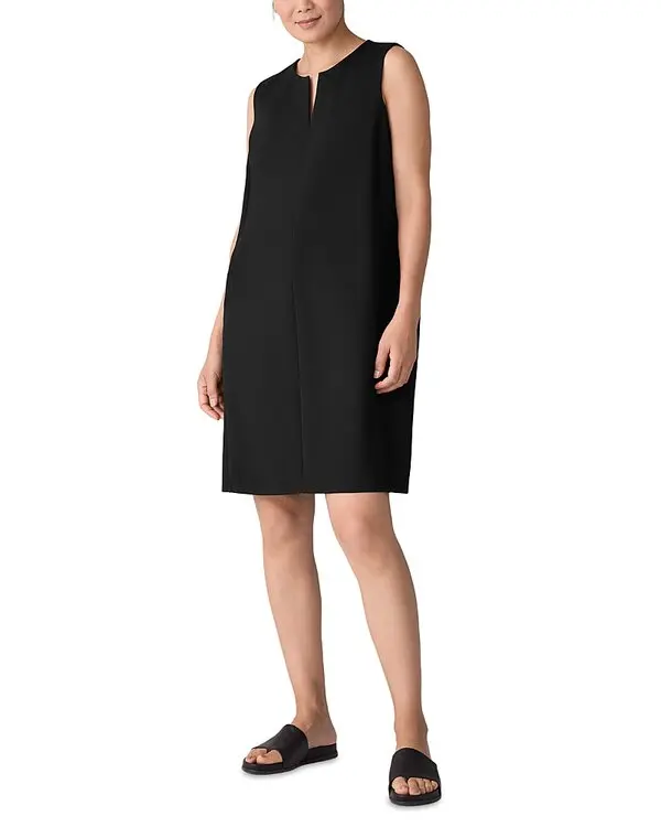 Eileen Fisher Ponte Split Neck Shift Dress