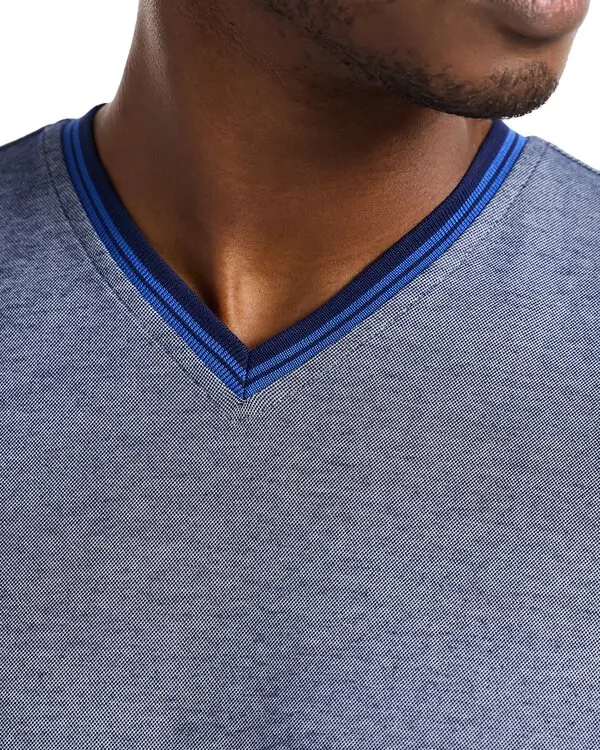 Robert Graham Holton Knit V Neck Tee - Navy