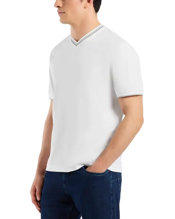 Robert Graham Holton Knit V Neck Tee - White