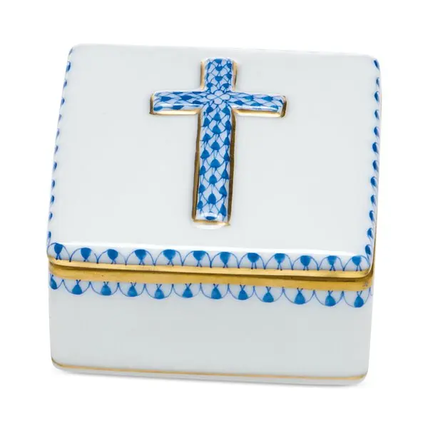HEREND Porcelain Prayer Box - Blue