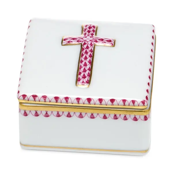 HEREND Porcelain Prayer Box - Raspberry
