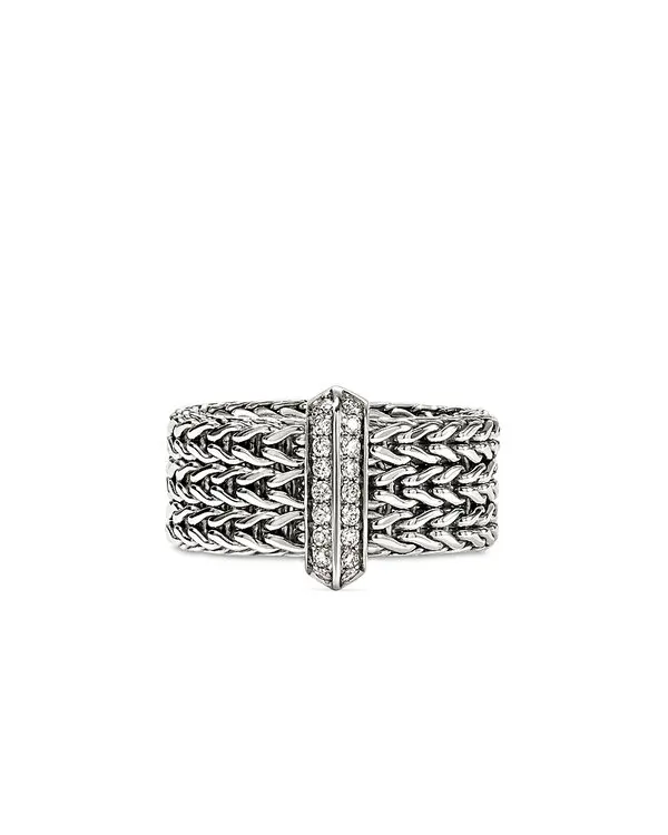 John Hardy Icon Diamond Weave Ring - Silver