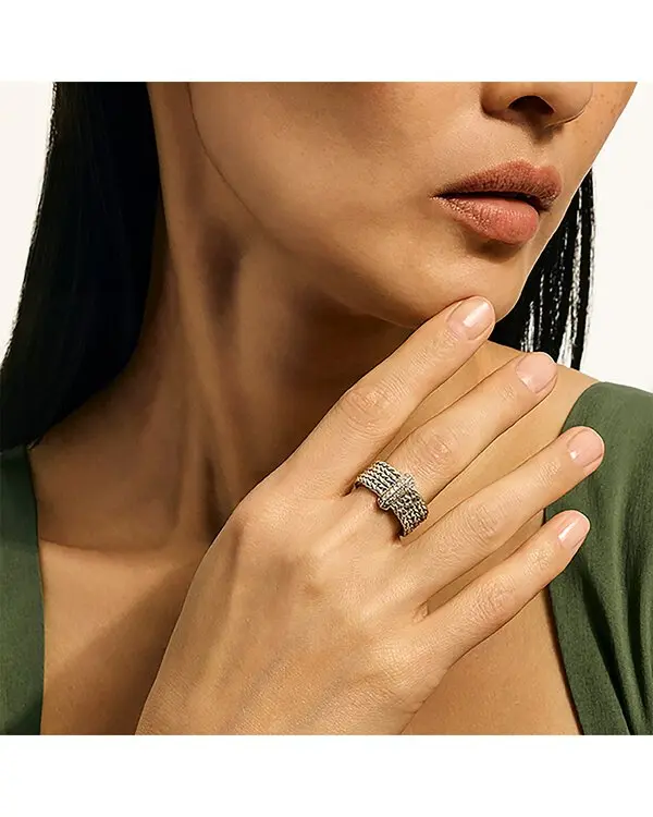John Hardy Icon Diamond Weave Ring - Silver
