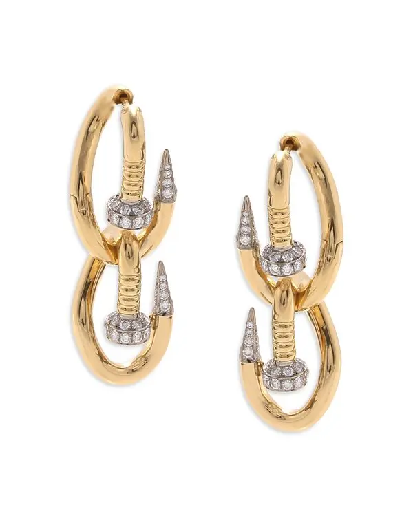 David Webb Diamond Double Bent Nail Earrings - Gold