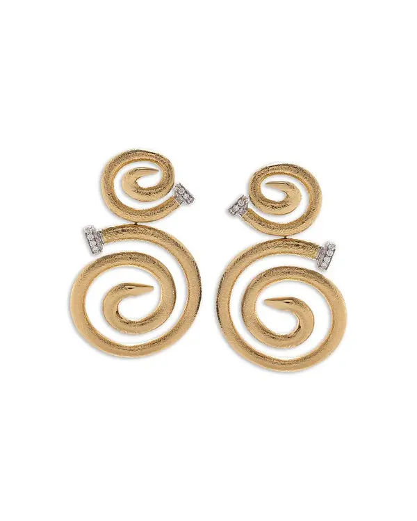 David Webb Diamond Tip Spiral Earrings - Gold