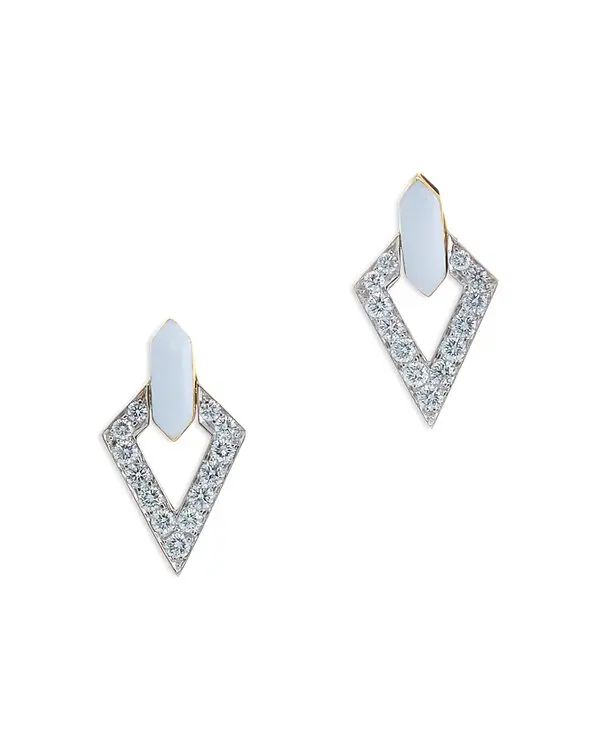 David Webb Diamond Stud Earrings - Blue/gold