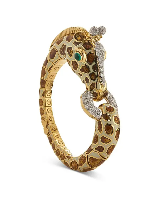 David Webb Diamond And Emerald Giraffe Bracelet - Gold