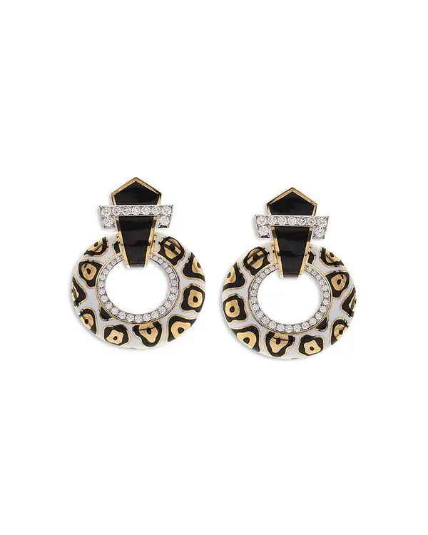 David Webb Diamond Leopard Earrings - Black/gold
