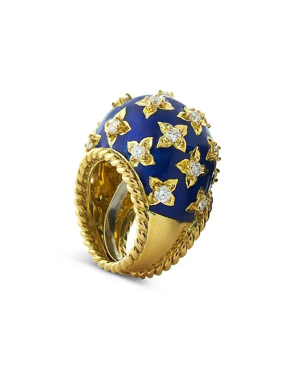 David Webb Diamond Star Ring - Gold/blue