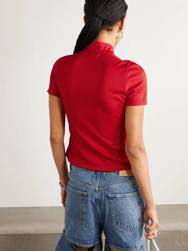 COURREGES Embroidered Jersey Zip-up T-shirt