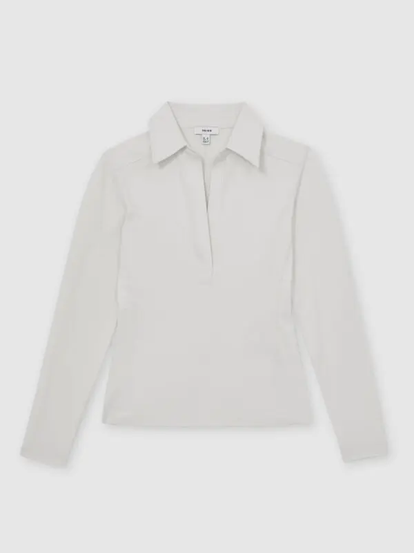 REISS Stretch-cotton Open-collar Shirt - Ivory