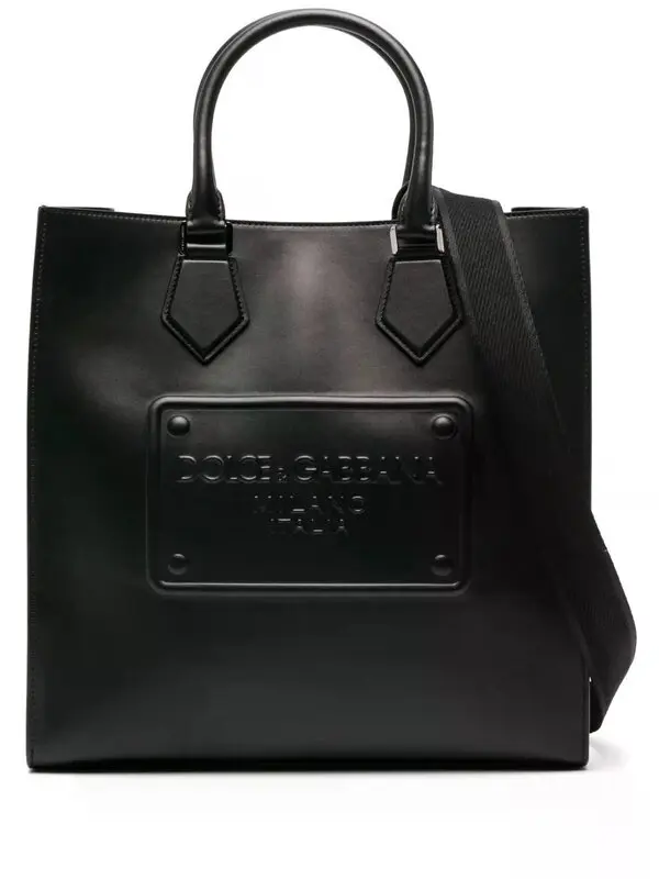 Dolce & Gabbana Logo-embossed Leather Tote Bag - Black