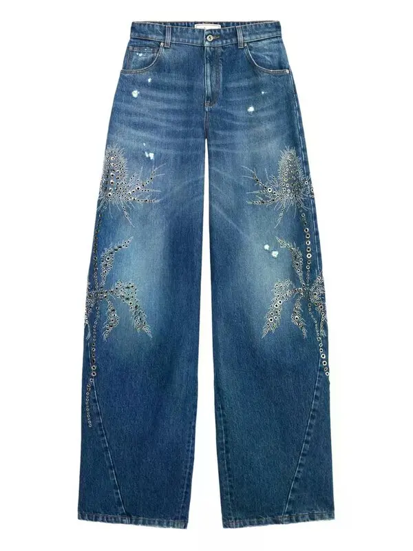 Blumarine Embellished Wide Leg Jeans