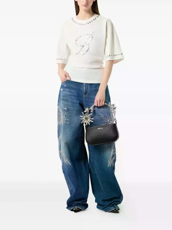 Blumarine Embellished Wide Leg Jeans