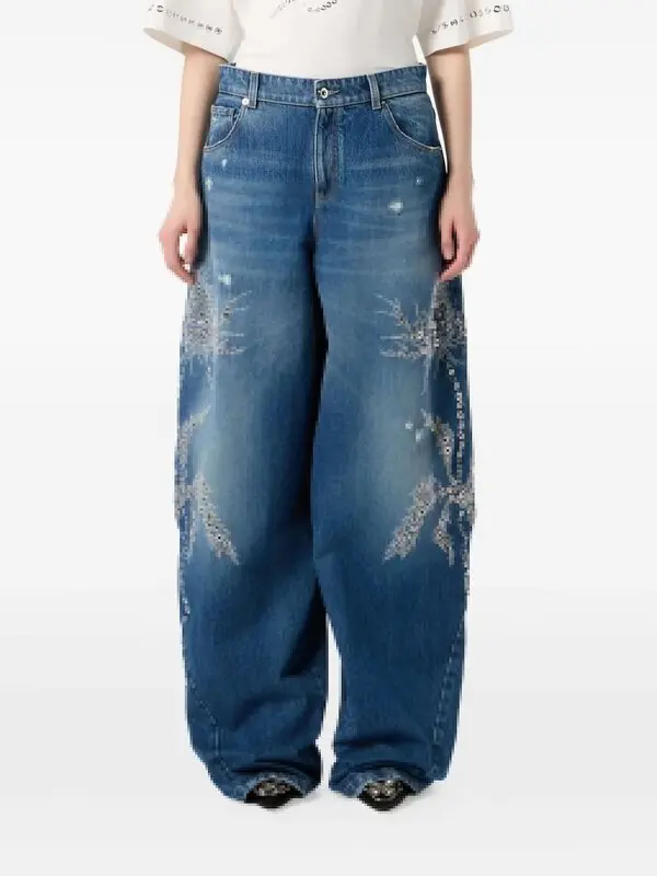 Blumarine Embellished Wide Leg Jeans