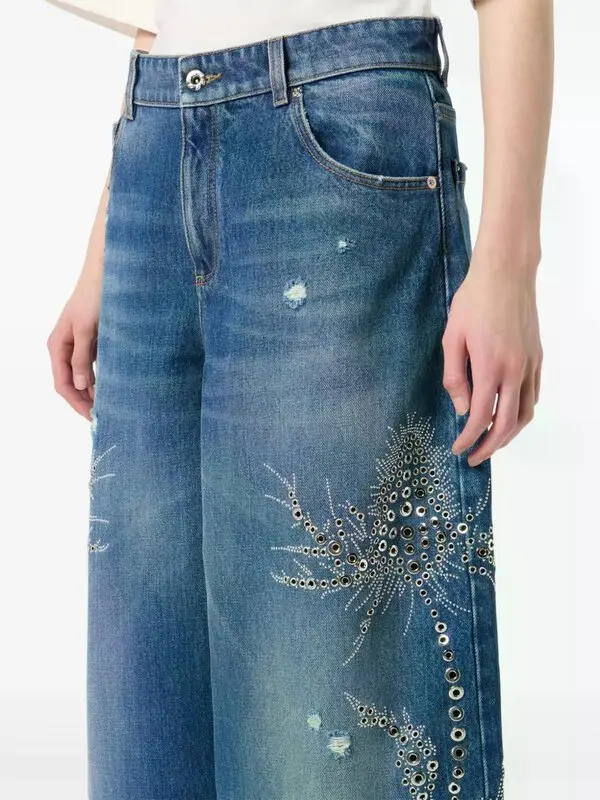 Blumarine Embellished Wide Leg Jeans