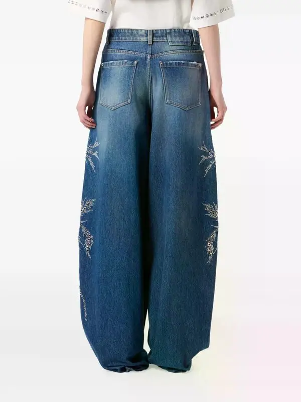 Blumarine Embellished Wide Leg Jeans