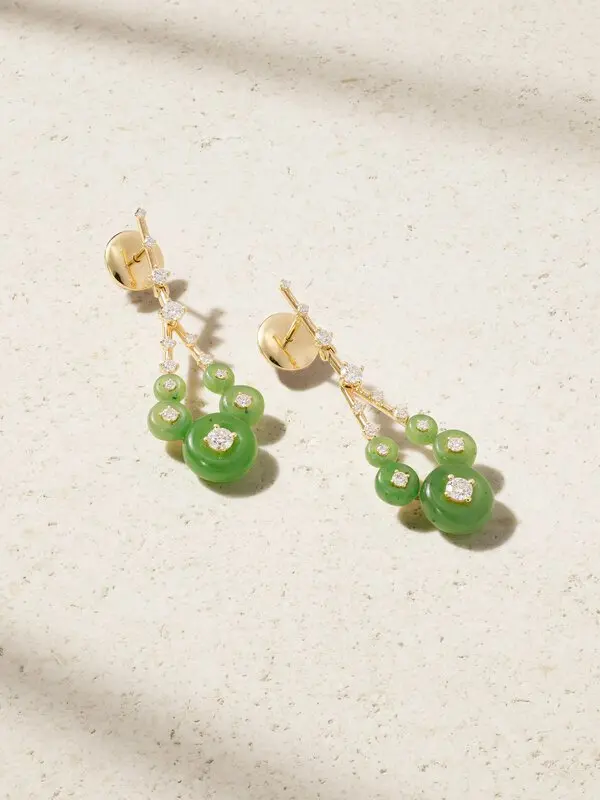 Fernando Jorge Gravity Small 18-karat Jade And Diamond Earrings - Gold